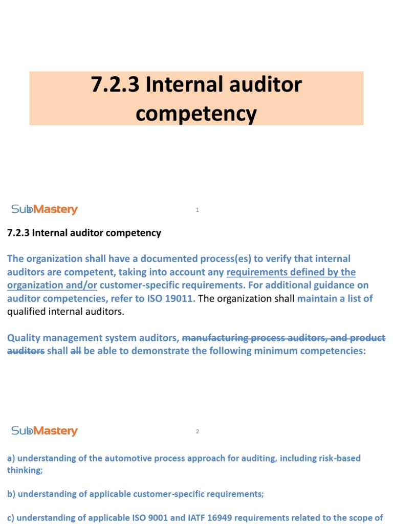 This Lesson PDF - 7.2.3 - Internal Auditor Competency | PDF | Audit ...