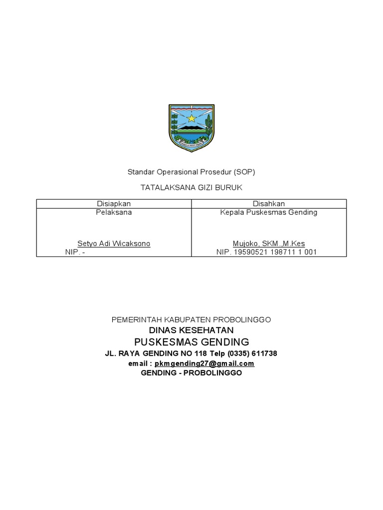 COVER SOP Gizi GENDING | PDF