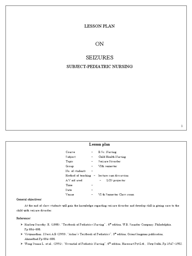 Comprehensive Overview of Seizure Disorders in Pediatric Nursing | PDF ...