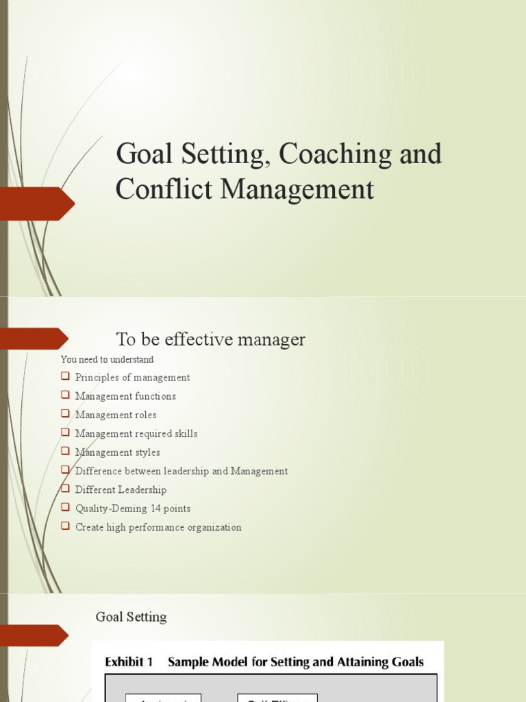 Goal Setting, Coaching and Conflict Management | PDF | Goal | Goal Setting