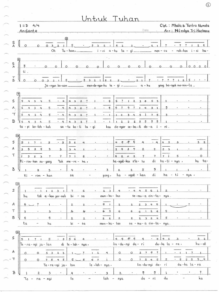 Untuk Tuhan (Nindya Tri Harbanu) - Angka | PDF