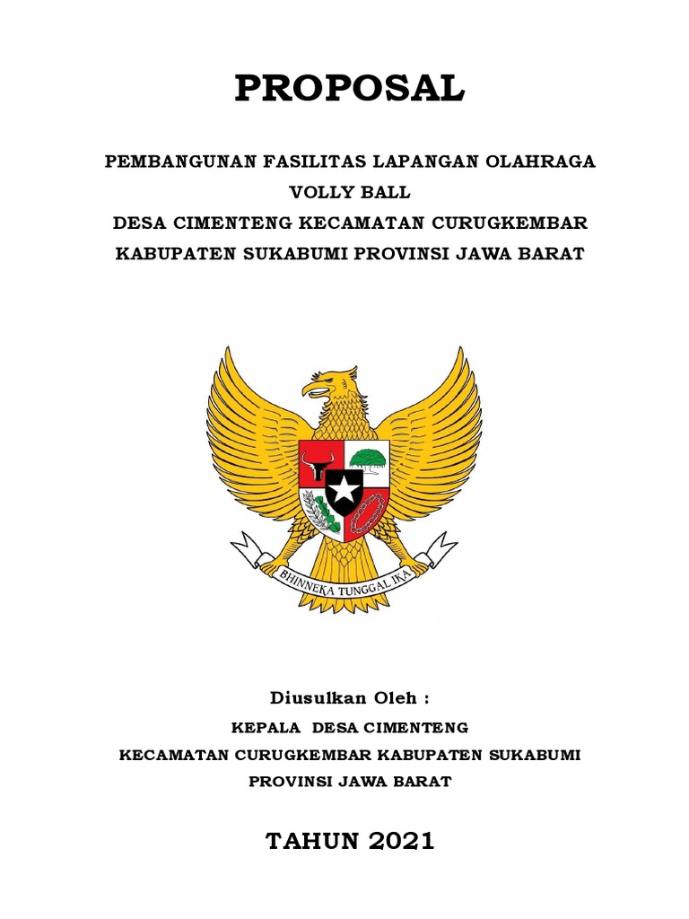 Proposal Lapang Volly Desa Cimenteng | PDF