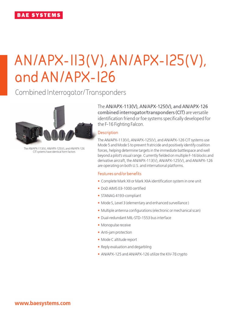AN - APX-113 - 125 - 126 CIT - Data Sheet - Web | PDF | Transponder ...