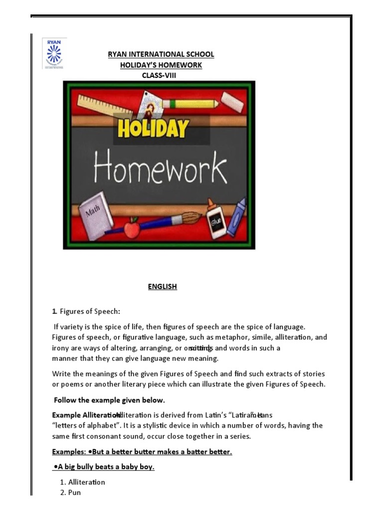 Holiday Homework Class 8 | PDF