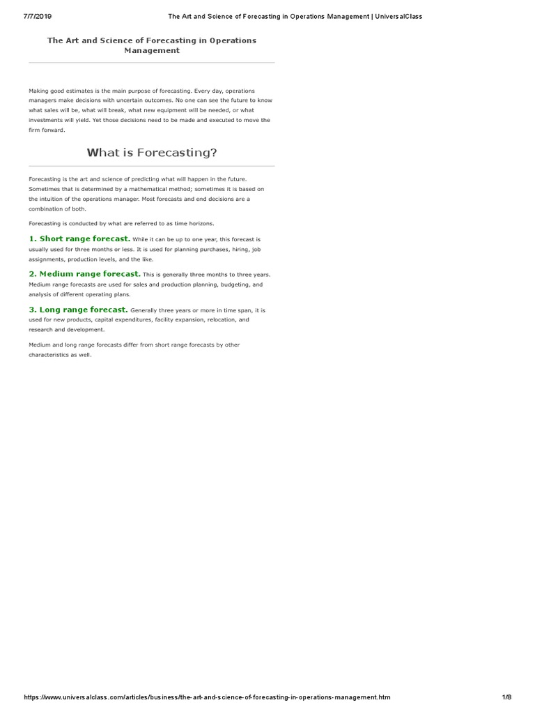 The Importance Of Forecasting In Operations Management A Guide To