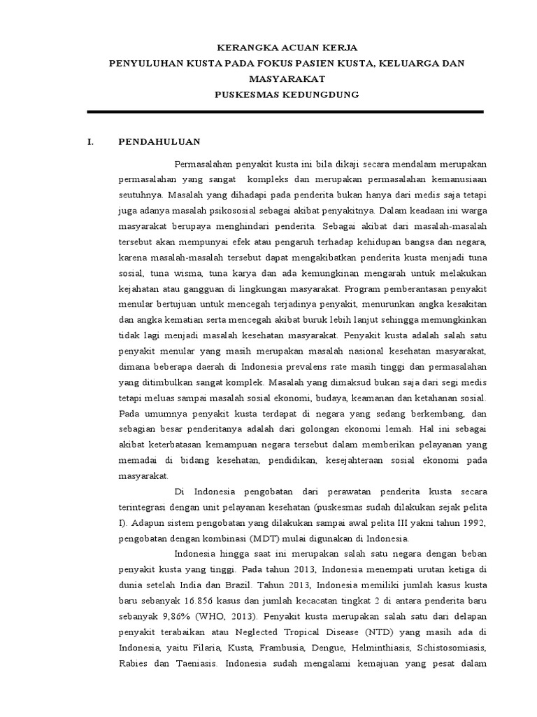 KAK Penyuluhan Pasien Kusta | PDF