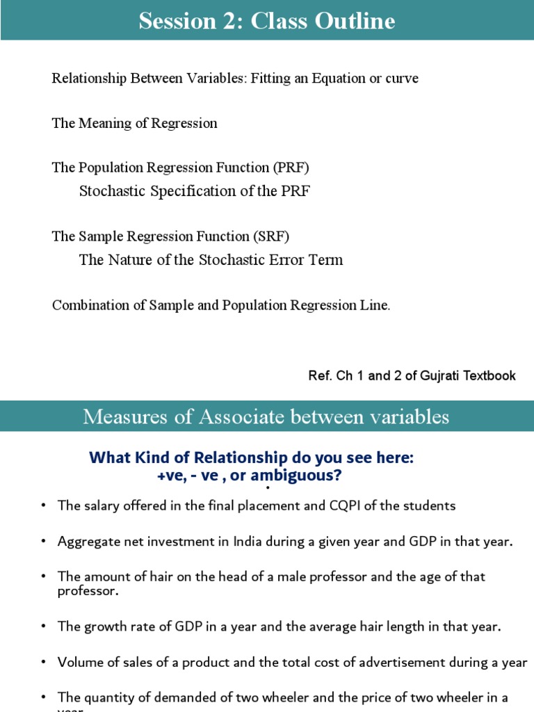 Relationship Between Variables: Fitting An Equation or Curve The ...