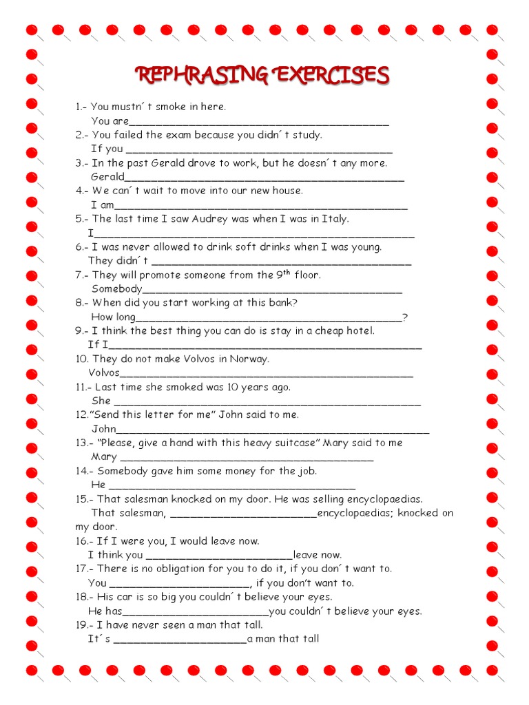 Rephrasing Exercises | PDF