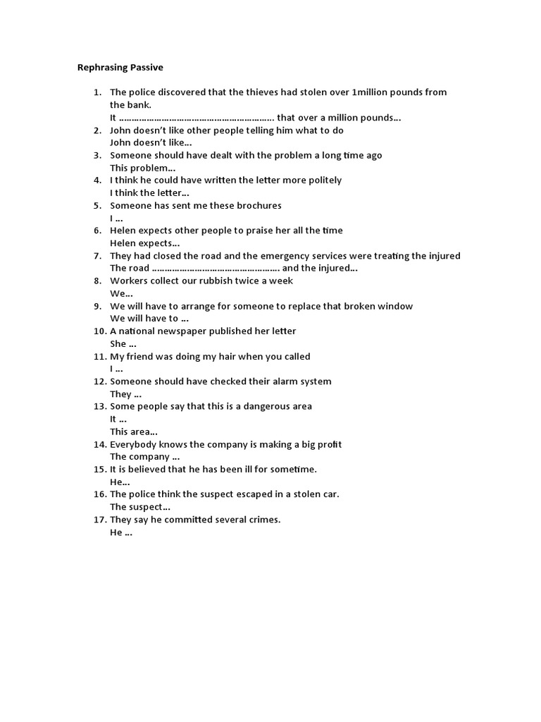 Rephrasing Passive | PDF