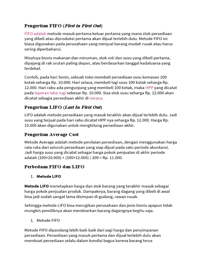 Pengertian FIFO | PDF