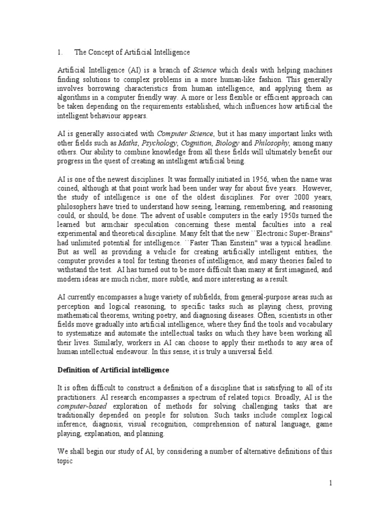 Cosc - 208 - Lecture Note | PDF | Artificial Intelligence | Intelligence (AI) & Semantics