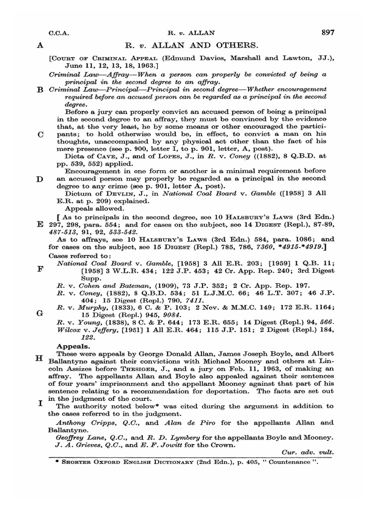 R V Allan and Others (1963) 2 All ER 897 | PDF