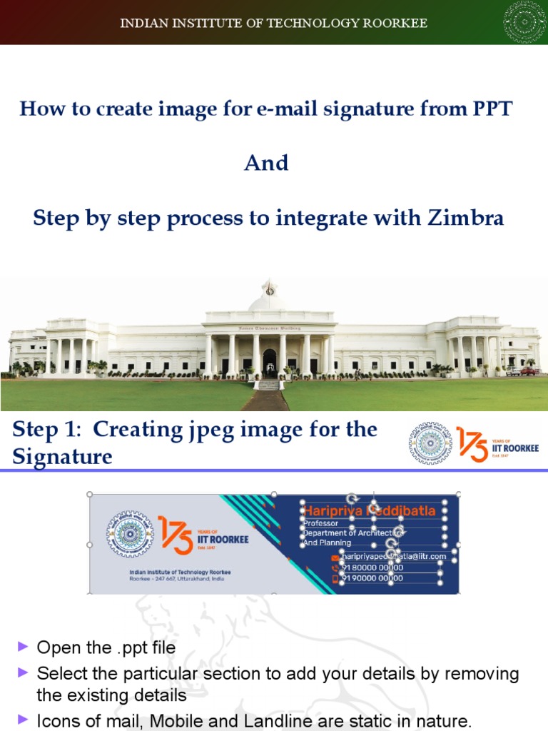 Step Wise Instructions For Integrating Signature To Zimbra | PDF