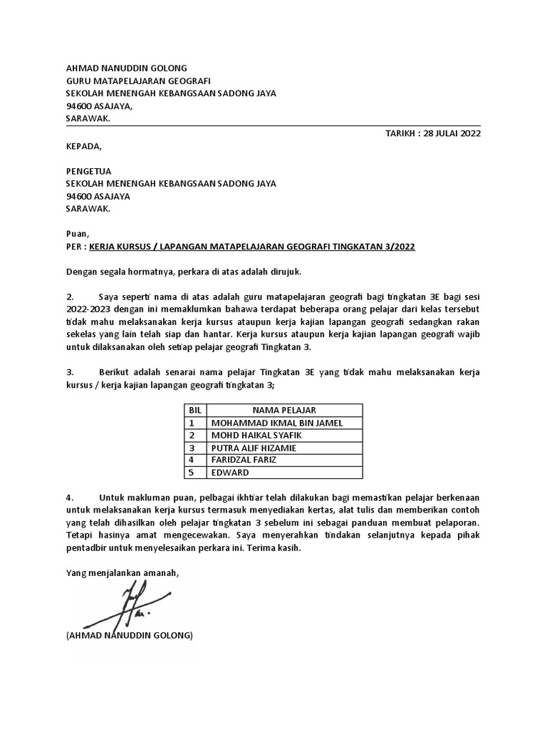 Surat Makluman | PDF