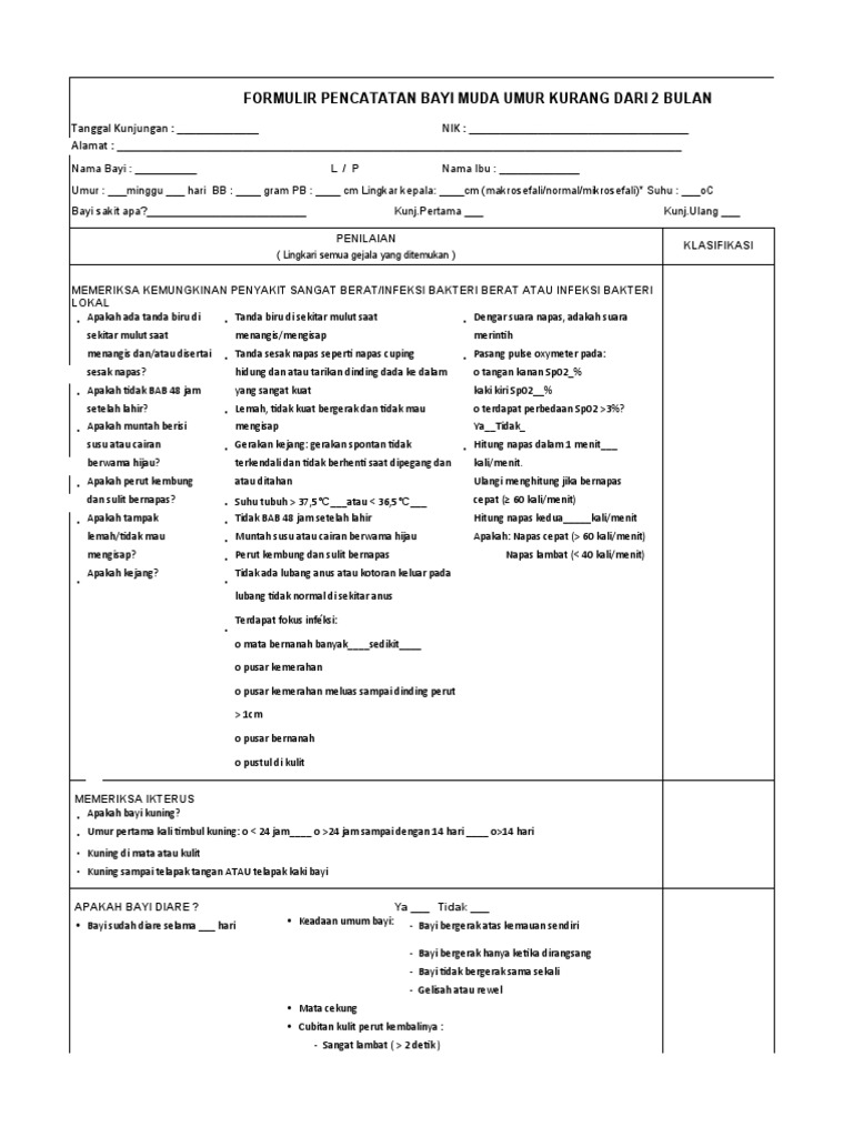 FORM PENCATATAN MTBS (Balita Dan Bayi Muda) 2022 | PDF