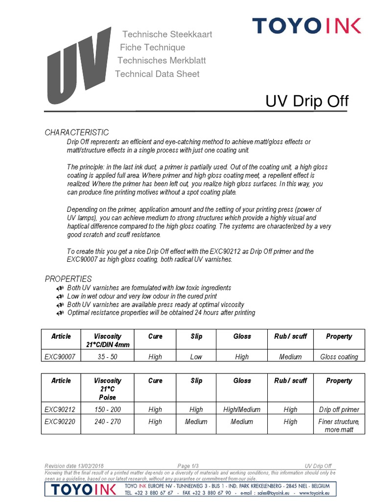 UV Drip Off: Characteristic | PDF | Varnish | Coating
