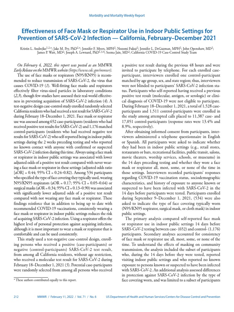 Effectiveness of Face Mask or Respirator Use in Indoor Public Settings ...