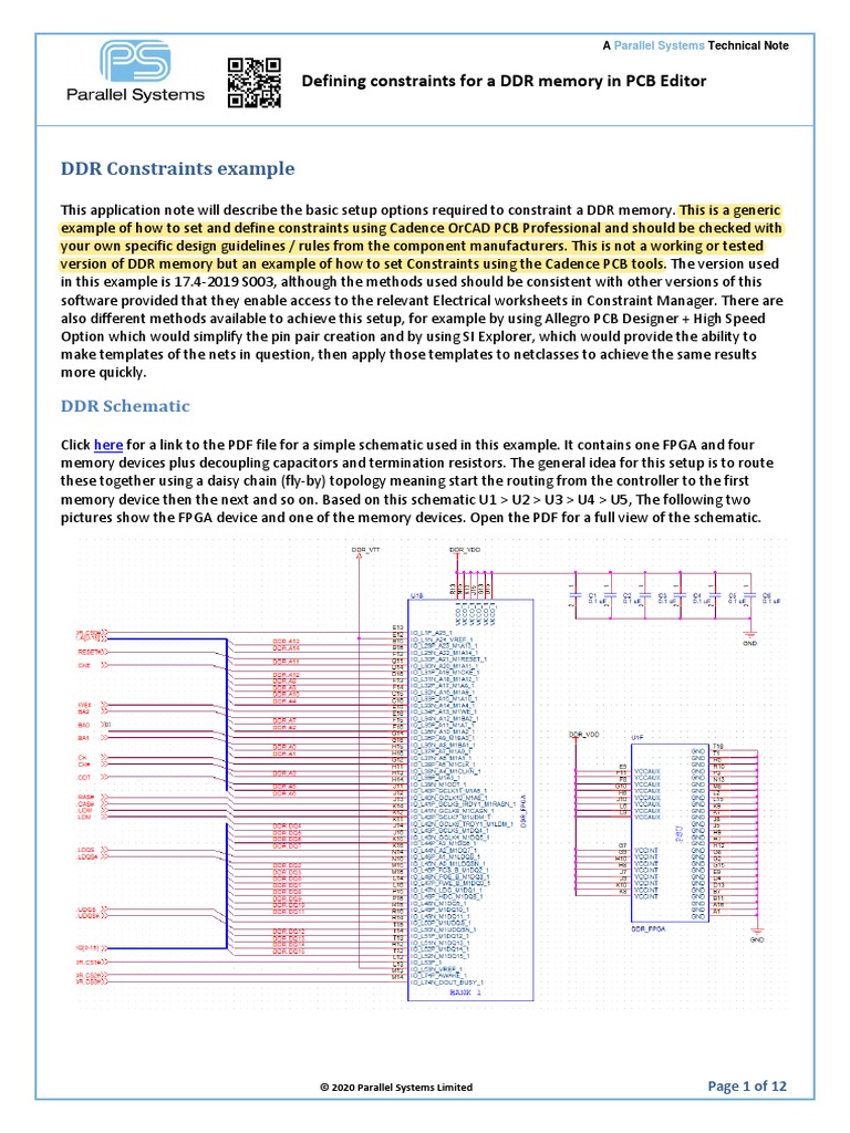 DDR Constraints Example: Defining Constraints For A DDR Memory in PCB Editor | PDF | Printed ...