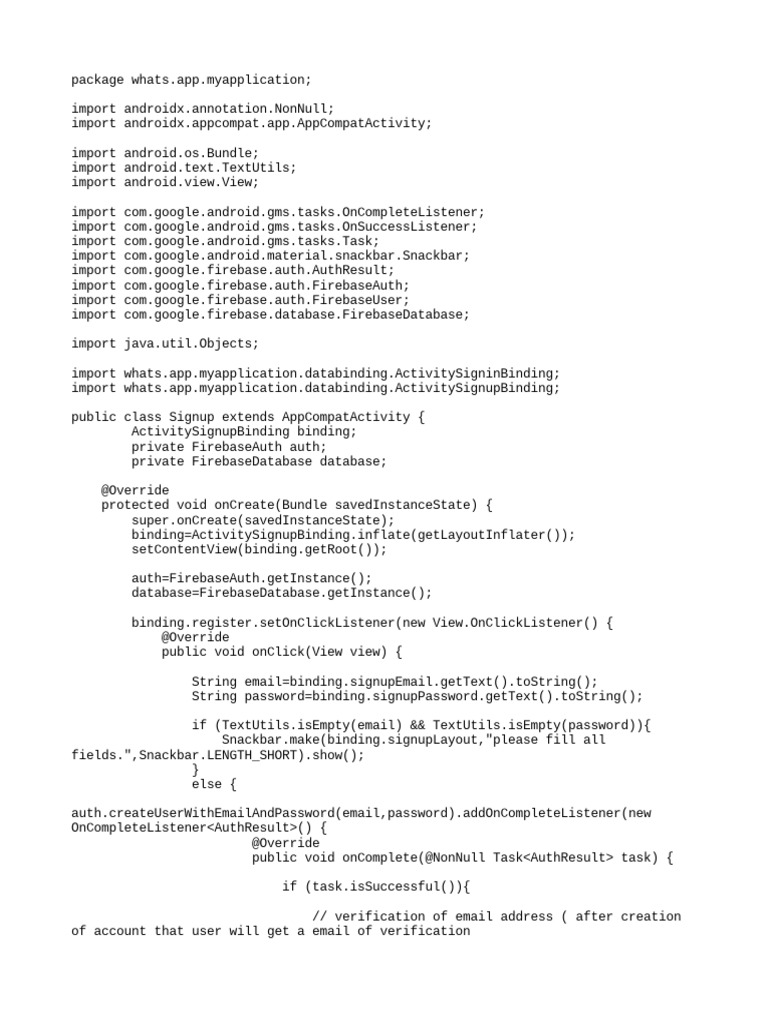 SignupActivity Java | PDF | Information Age | Application Software