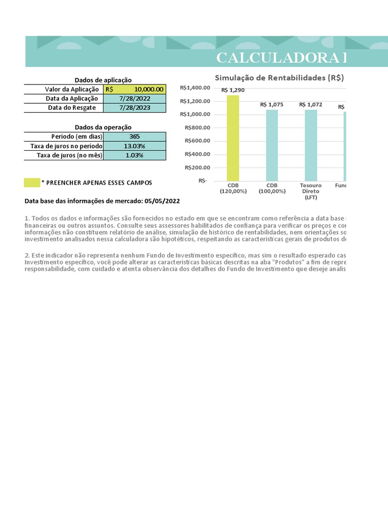 Calculadora Renda Fixa | PDF | Comprovante de depósito | Renda