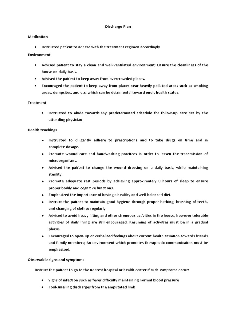 Discharge Plan (METHODS) | PDF | Foods | Fat