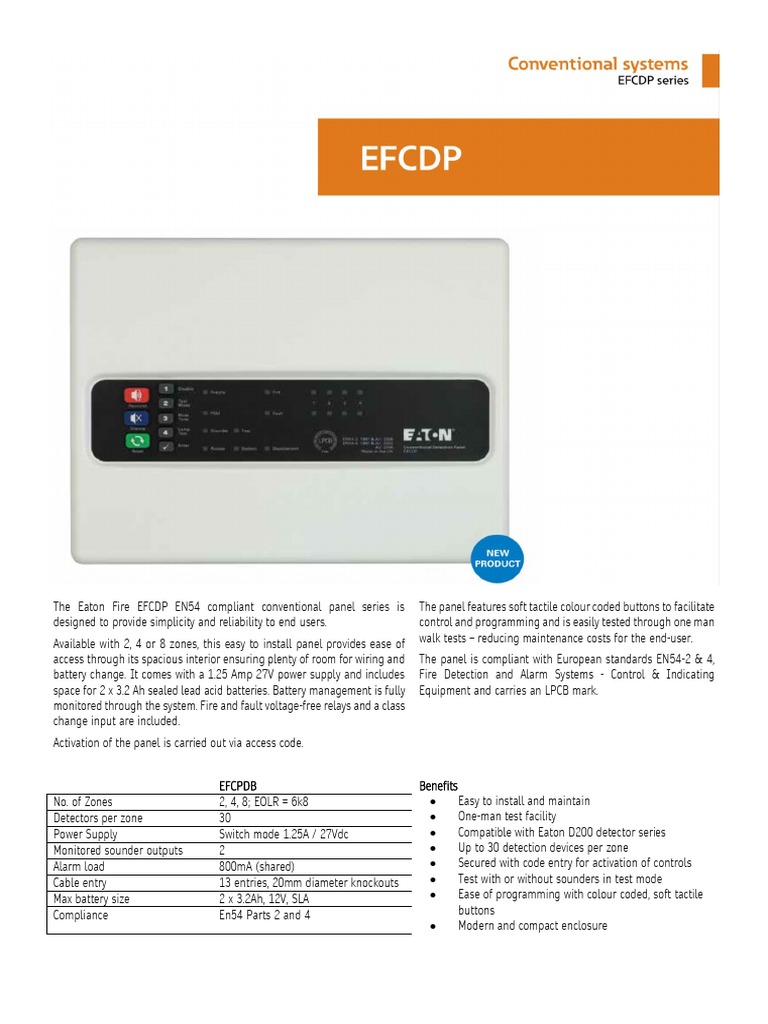 Eaton EFCDP Fire Alarm Panel Overview | PDF | Power Supply | Relay