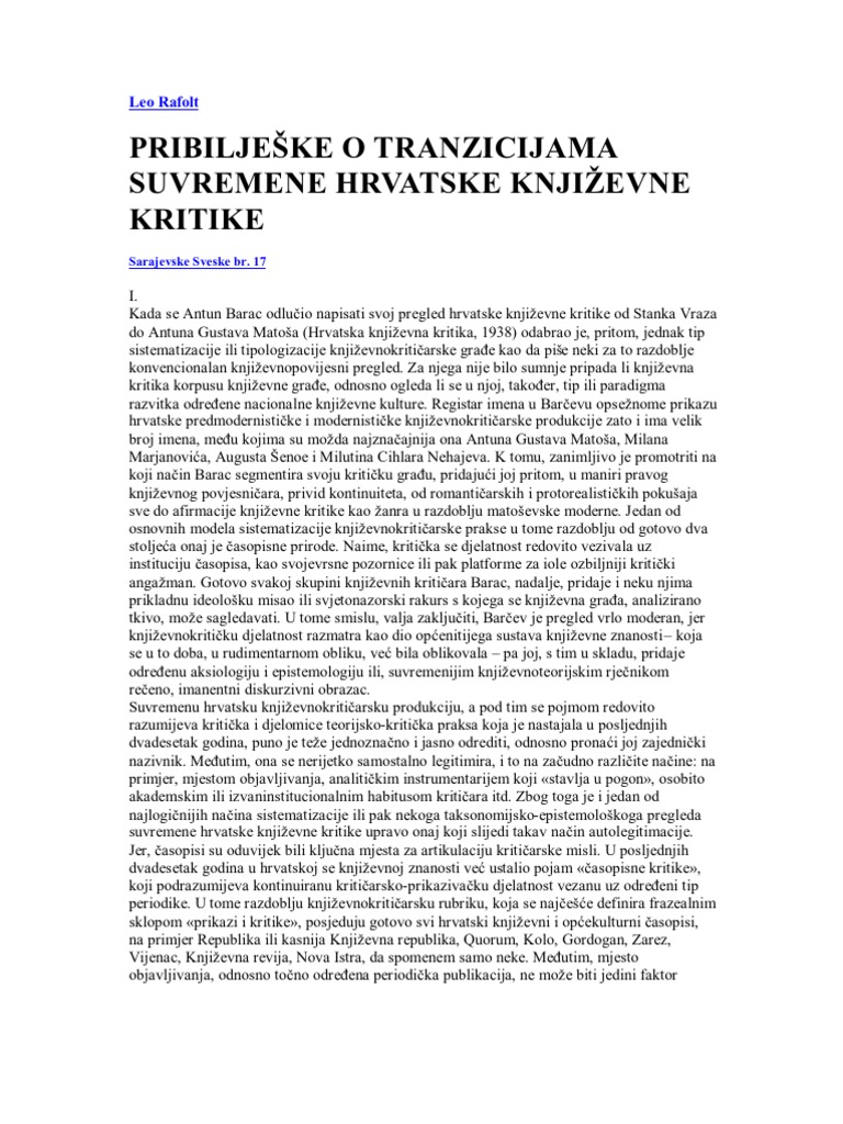 Leo Rafolt - Književna Kritika | PDF