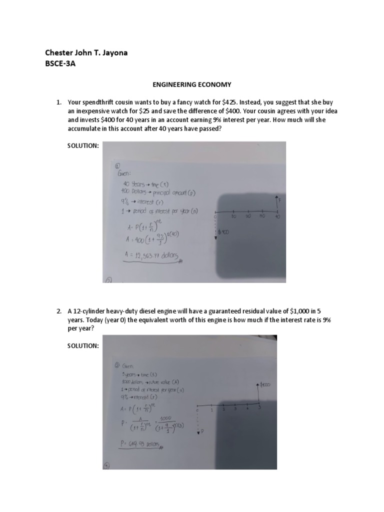 Chester John T. Jayona Bsce-3A: Engineering Economy | PDF | Interest ...