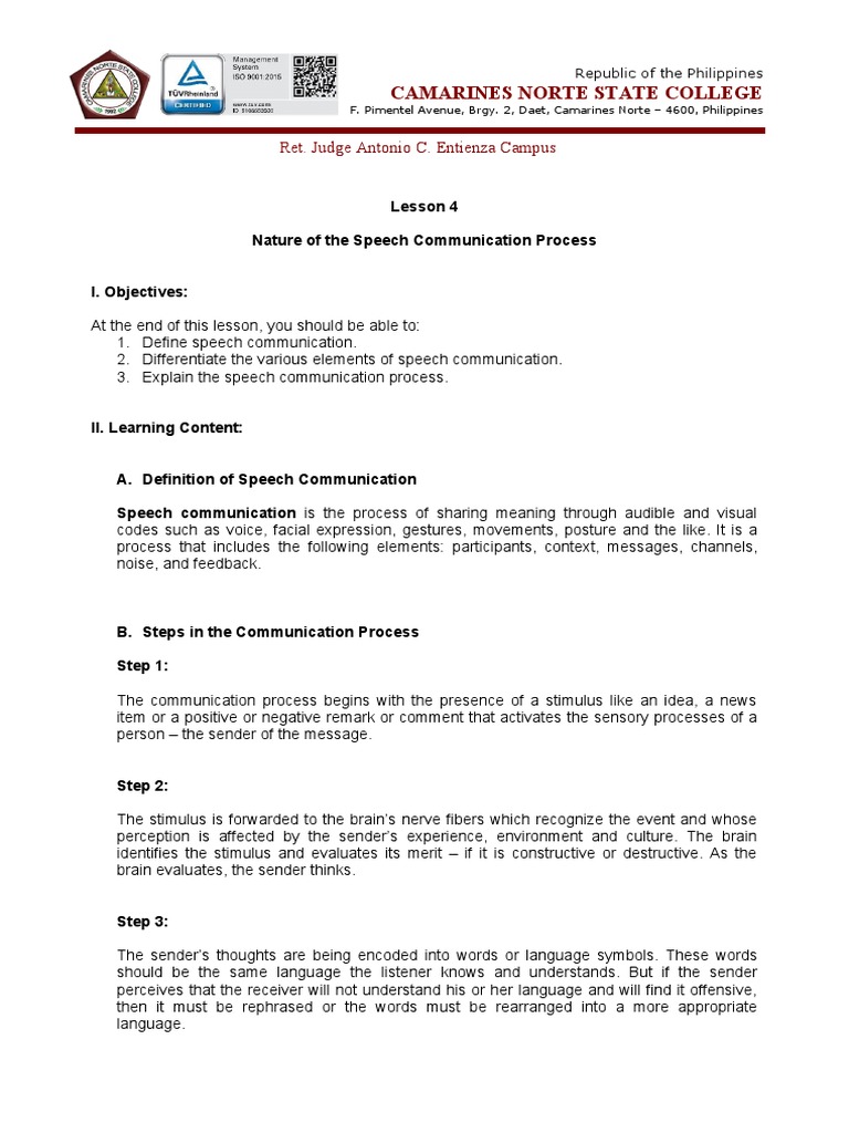 Understanding the Fundamentals of the Speech Communication Process ...