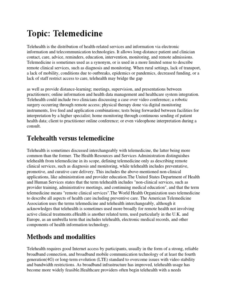 Telehealth and Telemedicine Guide | PDF | Health Care | Medical Specialties