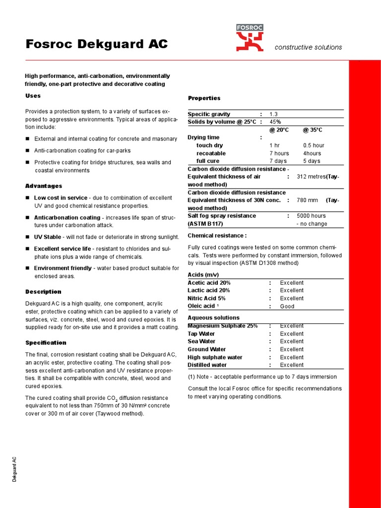 Fosroc Dekguard AC: Constructive Solutions | PDF | Building Materials ...