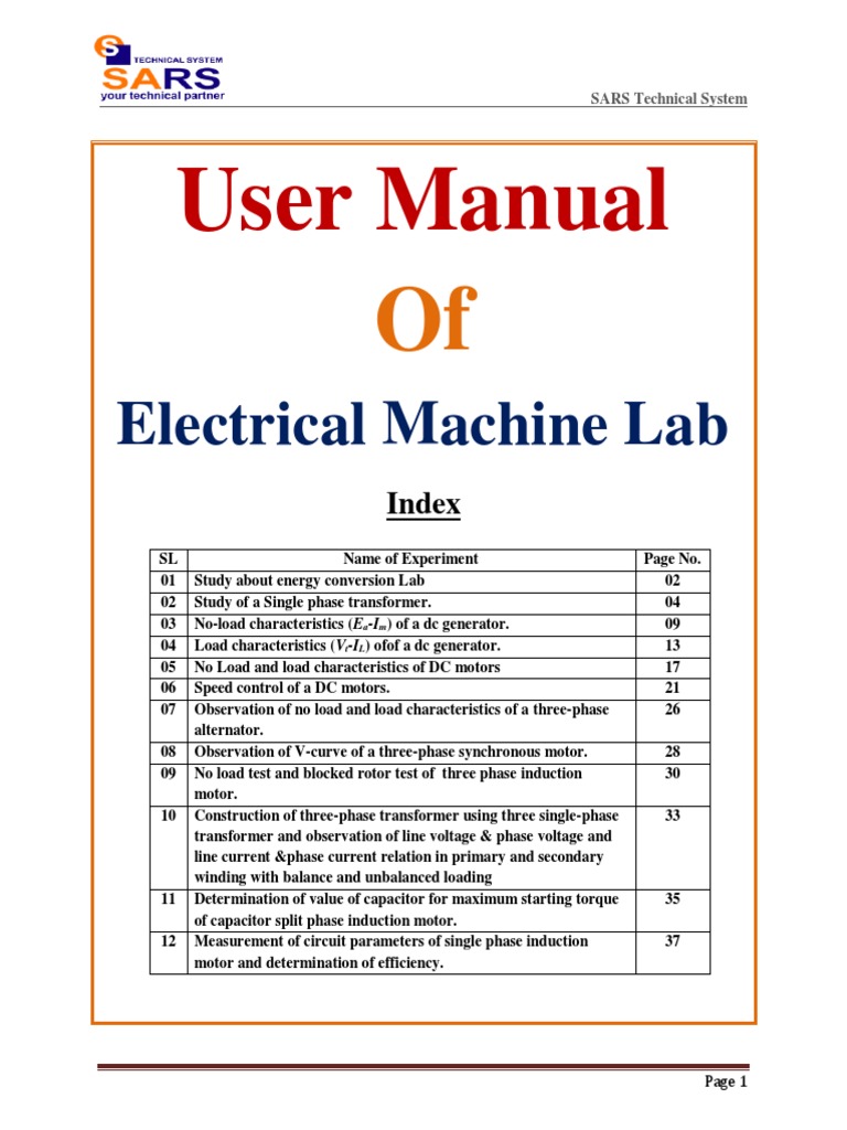 User Manual Machine Lab Full | PDF | Electric Motor | Electromagnetic ...