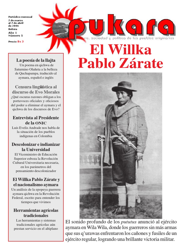 El Willka Pablo Zárate: La Poesía de La Llajta | PDF | Bolivia ...