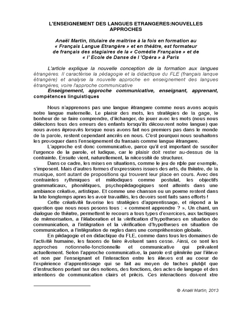 Nouvelle Approche Enseignement de Langues | PDF | Apprentissage | Pédagogie