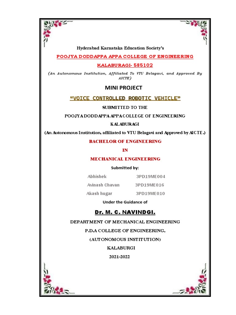 Mini Project: Hyderabad Karnataka Education Society's | PDF | Engineering