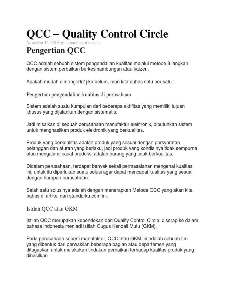 QCC - Quality Control Circle | PDF