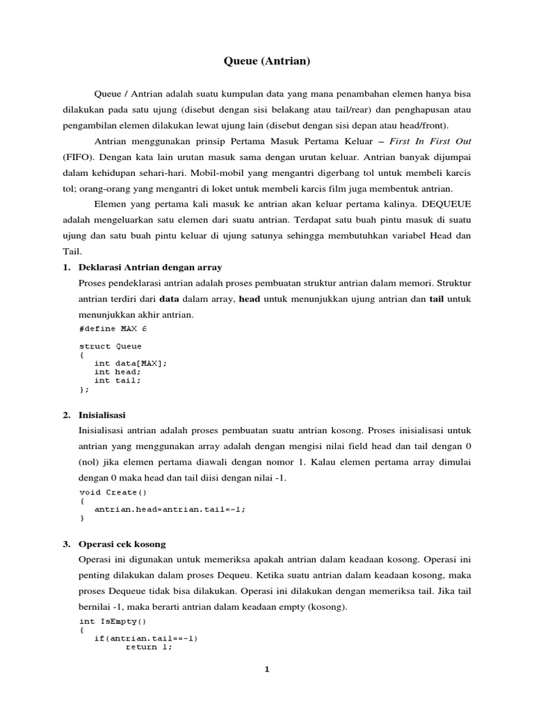 Panduan Lengkap Antrian FIFO dengan C++ | PDF