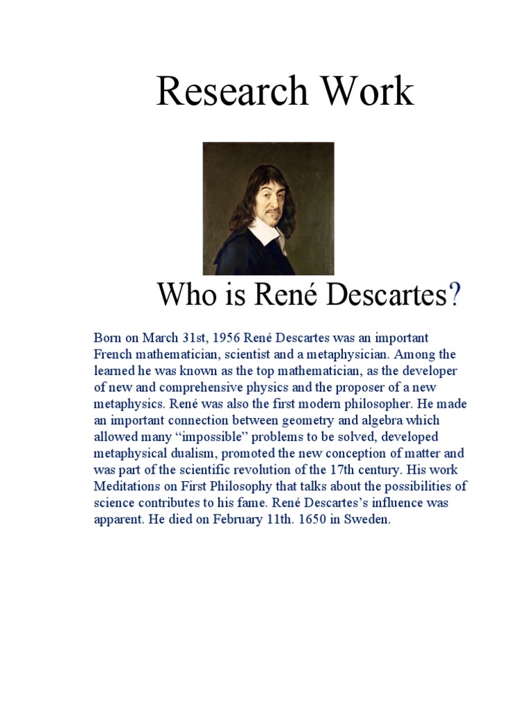 Research Work: Who Is René Descartes | PDF