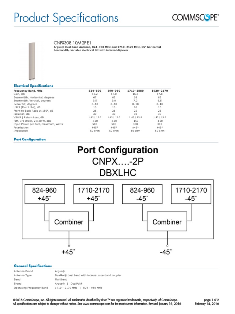 Commscope Cnpx308.10m 2p E1 | PDF | Antenna (Radio) | Information And ...