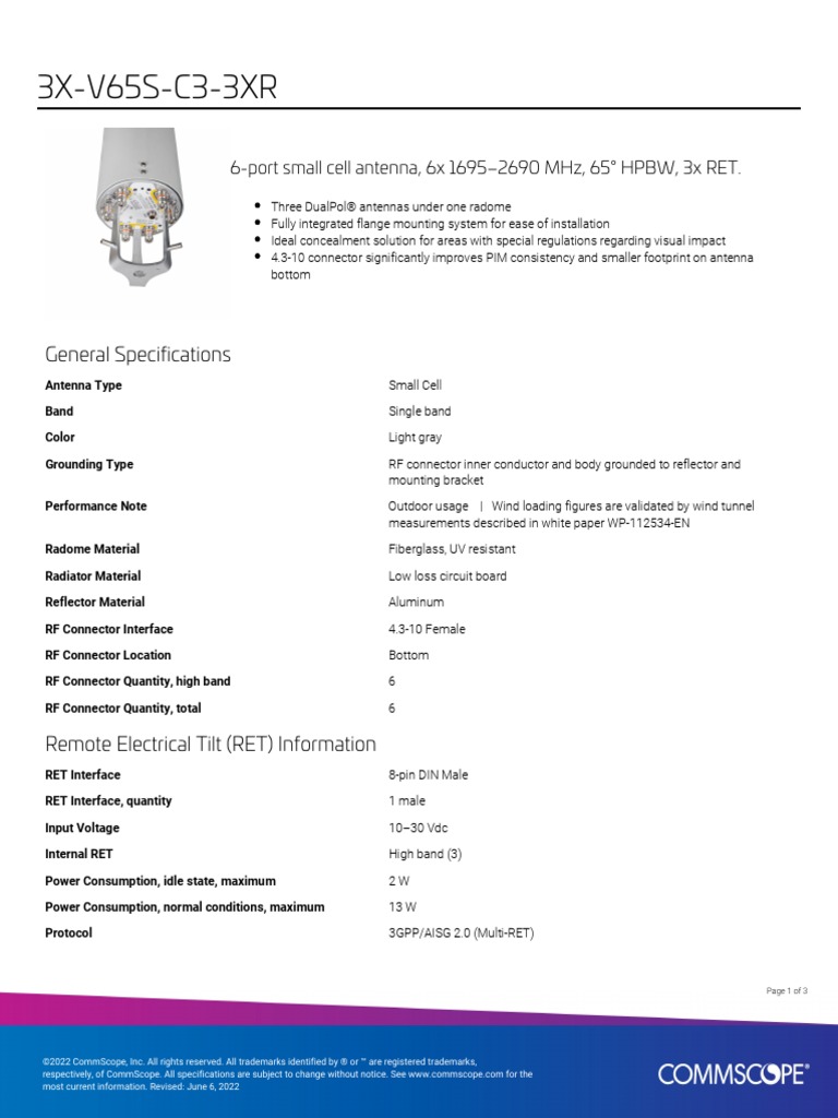 Commscope 3x v65s c3 3xr | PDF