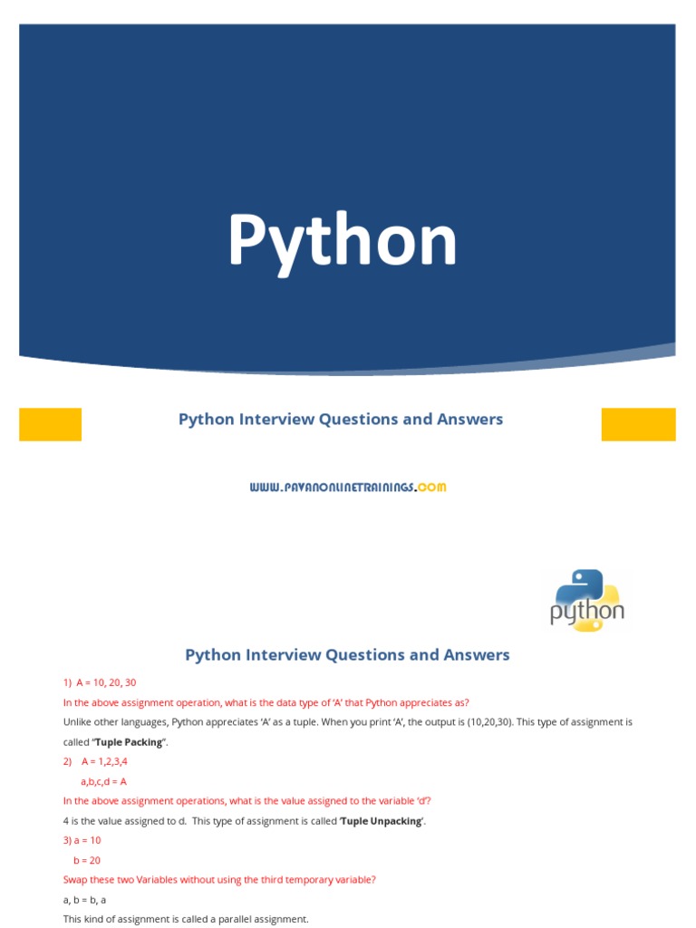 Python: Python Interview Questions and Answers | PDF | Python (Programming Language) | Control Flow
