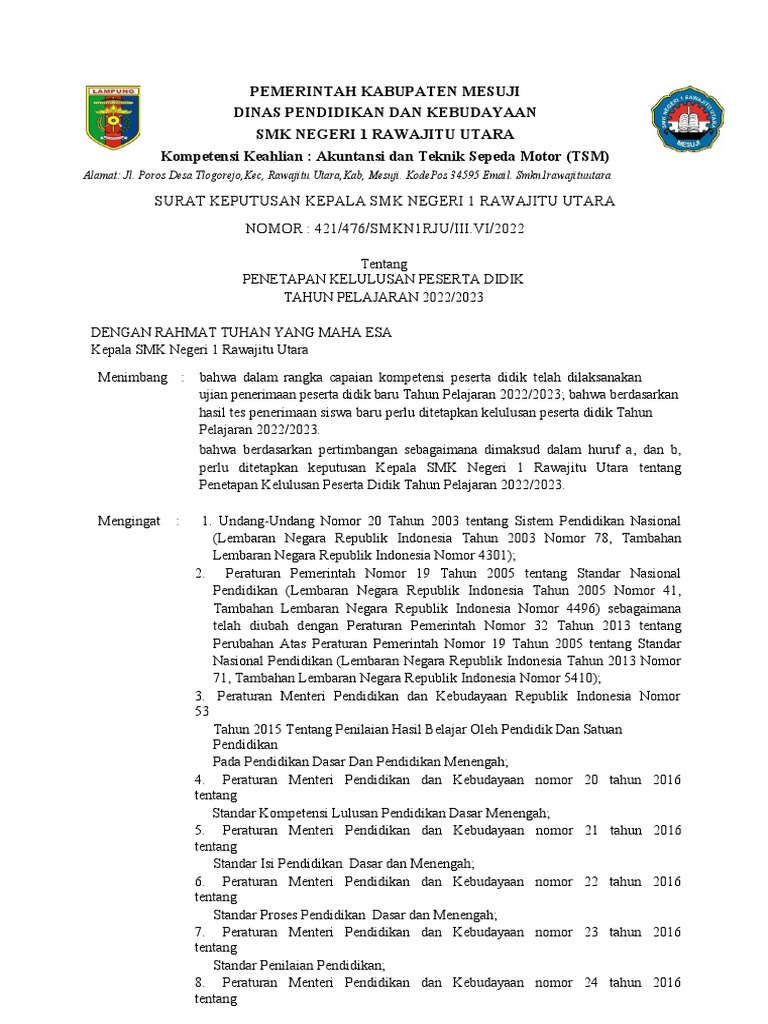 SK-Penetapan-Kelulusan PESERTA DIDIK BARU | PDF SK-Penetapan-Kelulusan PESERTA DIDIK BARU | PDF