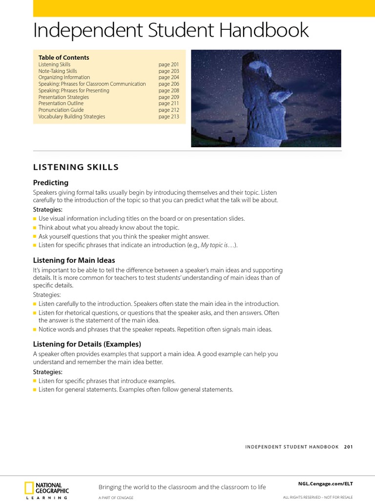 Student Handbook: Listening Skills Guide | PDF | English Language ...