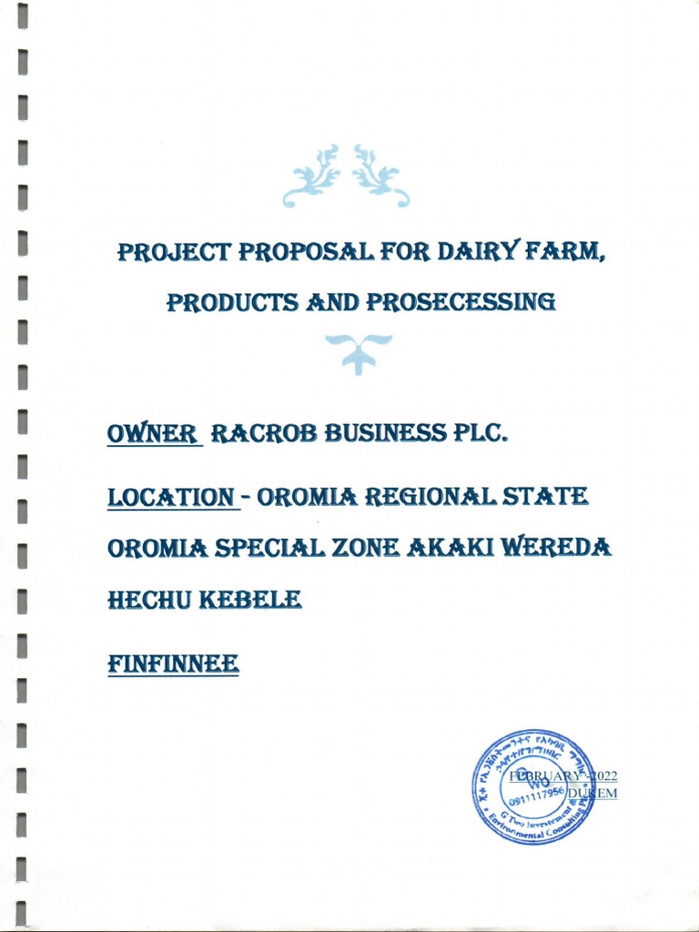 Project Proposal For Dairy Farm Products & Proccessing PDF | PDF