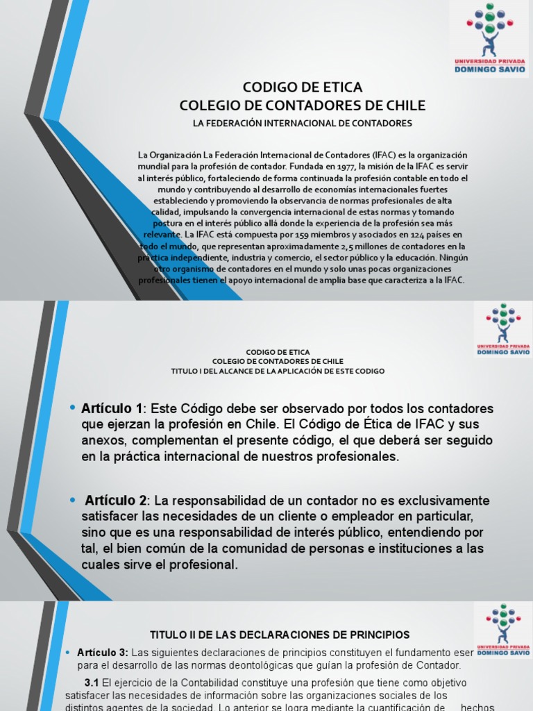 Codigo de Etica Del Colegio de Contadores de Chile | PDF | Contador ...