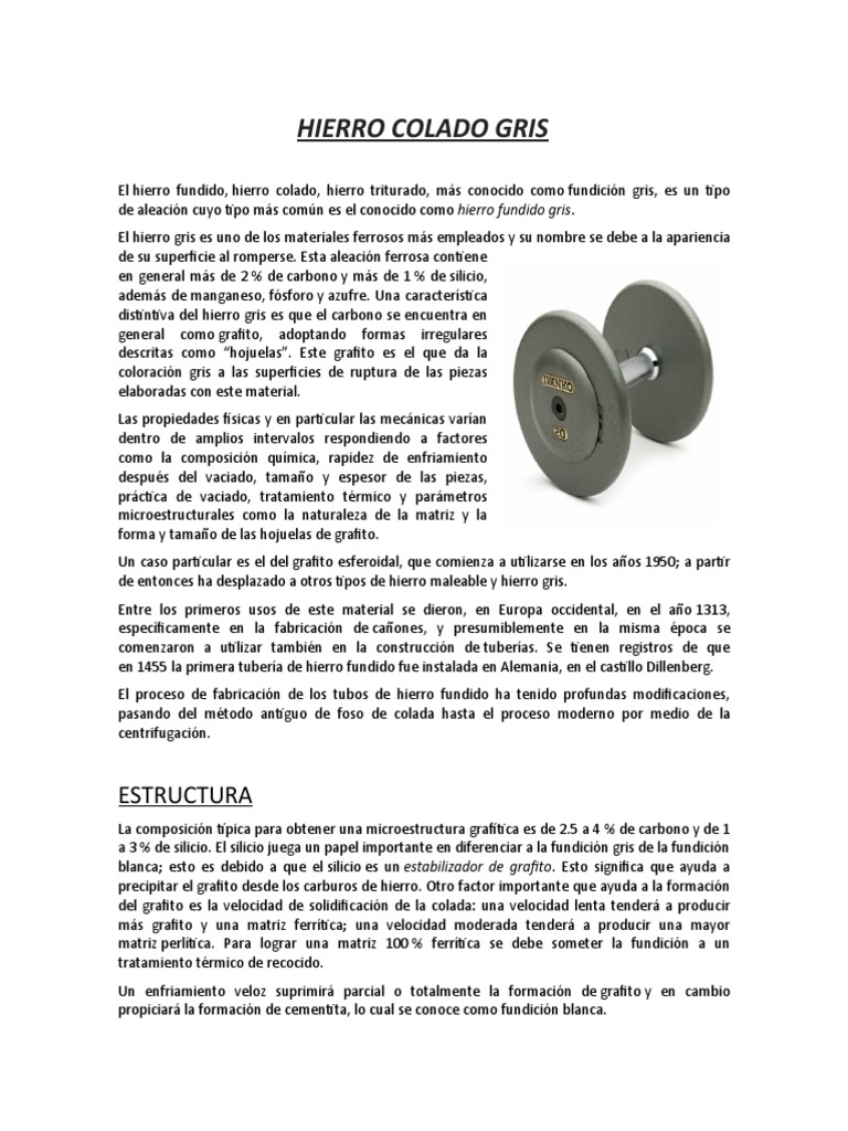 Hierro Colado Gris | PDF | Ciencias fisicas | Sustancias químicas