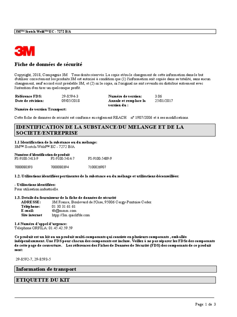 3M 7272 MSDS | PDF | La combustion | Peau