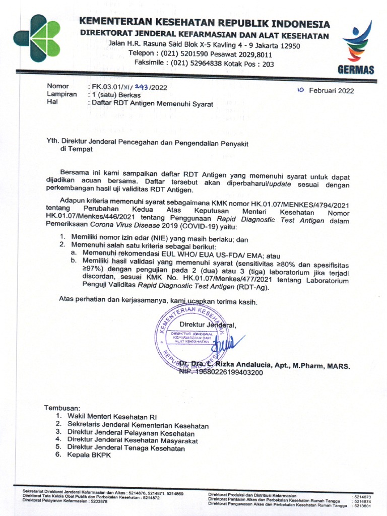 RDT Kit Atau RTA Kit Yang Memenuhi Syarat Kemenkes | PDF