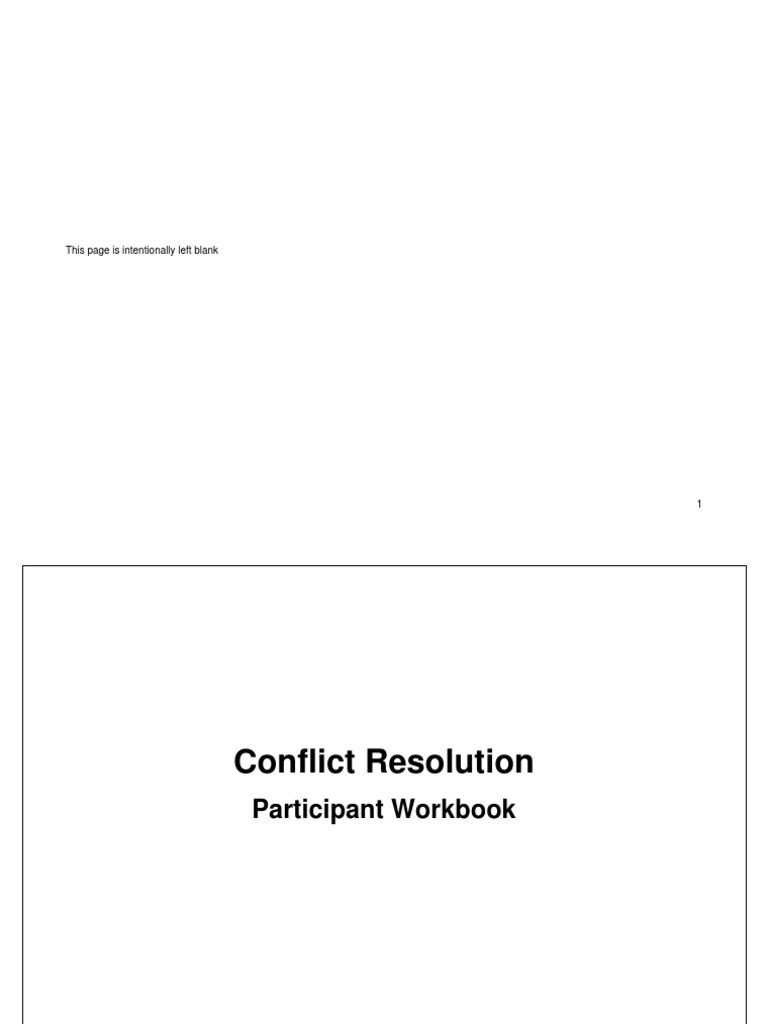 Conflict Resolution Participant Workbook | PDF | Conflict Resolution ...