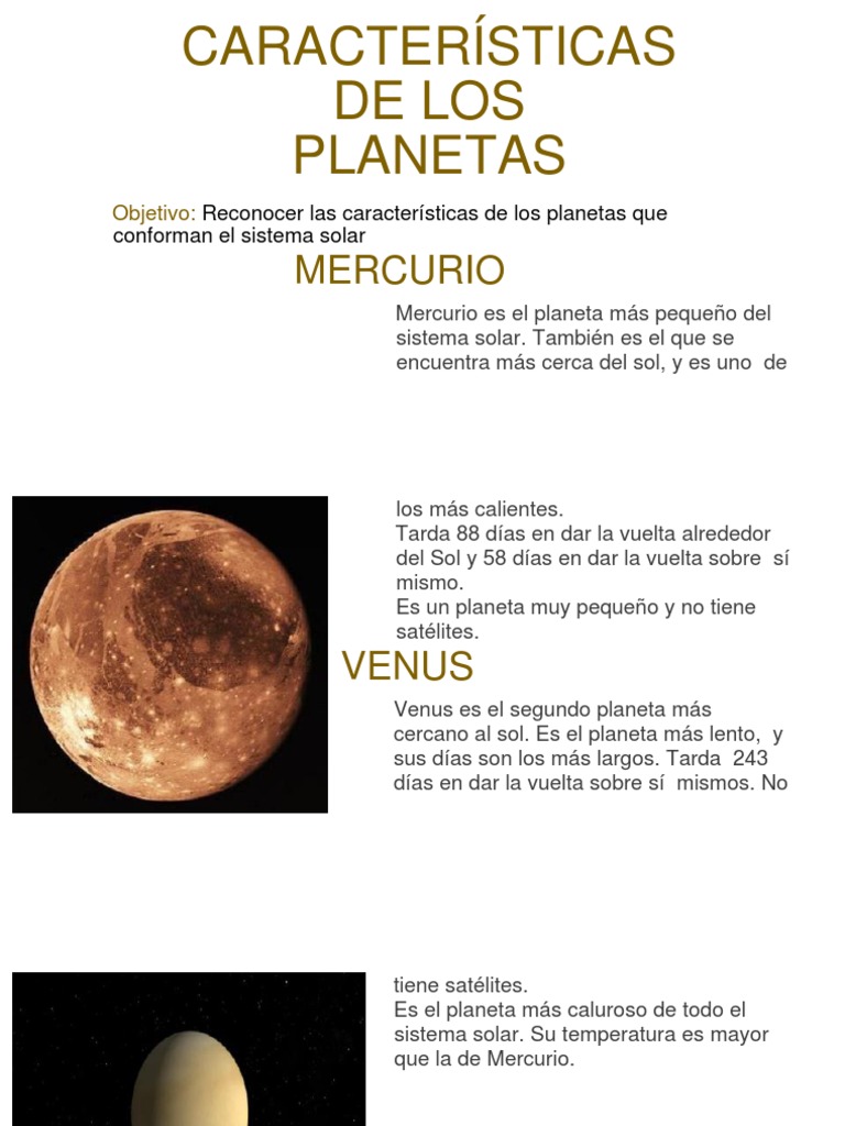 Características de Los Planetas 2° | PDF | Planetas | Sistema solar